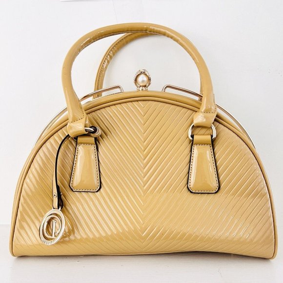 Diophy | Bags | Vintage Diophy Tan Brown Half Moon Clasp Lock Fabric ...